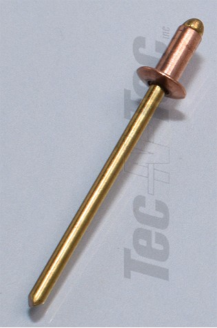 COPPER BLIND RIVET WITH BRASS MANDREL 1/8 X 1/8 GRIP, Canada
