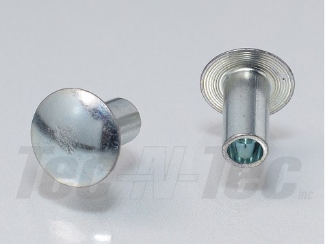 SEMI-TUBULAR RIVET, STEEL 1/4 x 1/2 TRUSS HEAD, ZINC PL., Canada